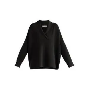PAISIE Shawl Collar Ribbed Jumper - Black