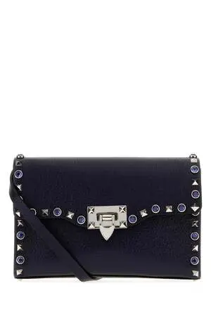 Valentino Garavani Navy Leather Rockstud Crossbody Bag - Blue