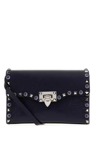 Valentino Garavani Navy Leather Rockstud Crossbody Bag - Blue