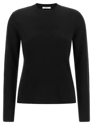 Max Mara Manto' Sweater With Embossed Logo - Black