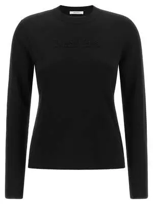 Max Mara Manto' Sweater With Embossed Logo - Black