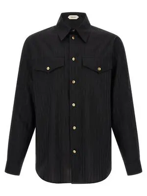 Versace Jacquard Silk Shirt - Black