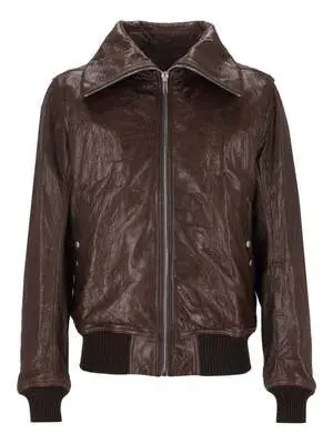 Rick Owens Dracuflight Leather Blouson Jacket - Brown