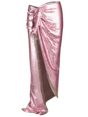 Rick Owens Long Skirt In Silk Chiffon With Sequins - Multicolor