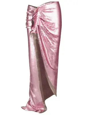 Rick Owens Long Skirt In Silk Chiffon With Sequins - Multicolor