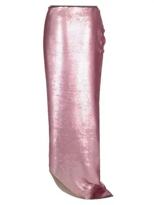 Rick Owens Long Skirt In Silk Chiffon With Sequins - Multicolor