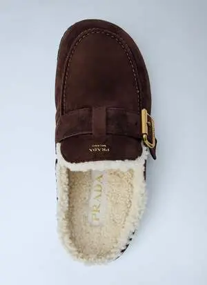 Prada Suede Mules - Brown