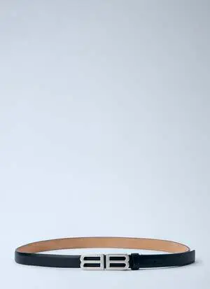 Balenciaga Metal Logo Buckle Leather Belt