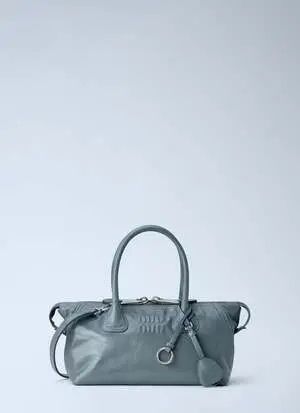 Miu Miu Leather Top Handle Bag - Gray