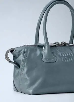 Miu Miu Leather Top Handle Bag - Gray