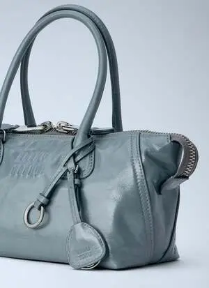 Miu Miu Leather Top Handle Bag - Gray