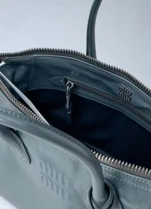 Miu Miu Leather Top Handle Bag - Gray