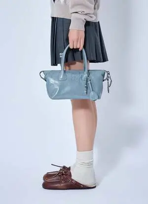 Miu Miu Leather Top Handle Bag - Gray