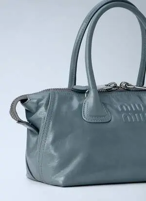 Miu Miu Leather Top Handle Bag - Gray