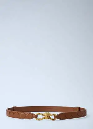 Bottega Veneta Quilted Leather Belt With Knot Buckle - Cream
