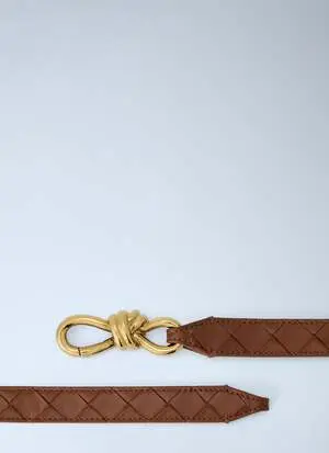 Bottega Veneta Quilted Leather Belt With Knot Buckle - Cream