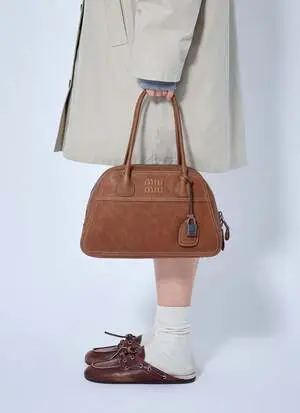 Miu Miu Vivant Suede Handbag - Brown