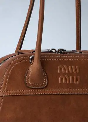Miu Miu Vivant Suede Handbag - Brown