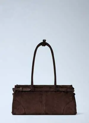 Prada Medium Bonnie Suede Leather Handbag - Brown