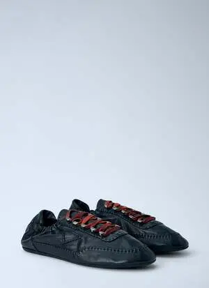 Prada Collapse Antiqued Nappa Leather Sneakers