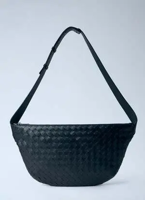 Bottega Veneta Intrecciato Leather Crossbody Bag - Black