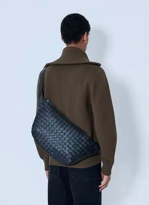 Bottega Veneta Intrecciato Leather Crossbody Bag - Black