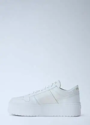 Prada Downtown Bold Leather Sneakers - White