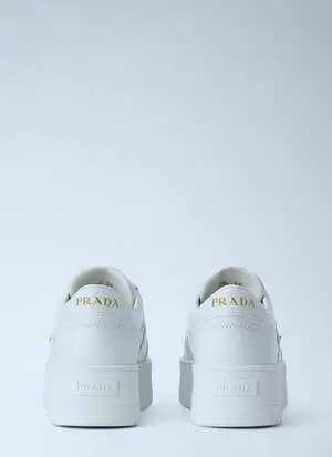 Prada Downtown Bold Leather Sneakers - White