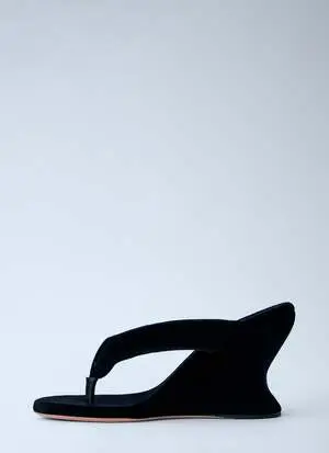 Balenciaga Gaeta Wedge Thong Sandals - Black