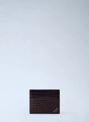 Prada Leather Card Holder - Brown