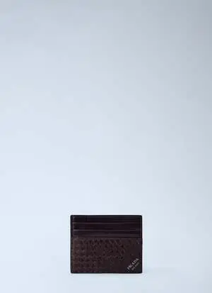 Prada Leather Card Holder - Brown
