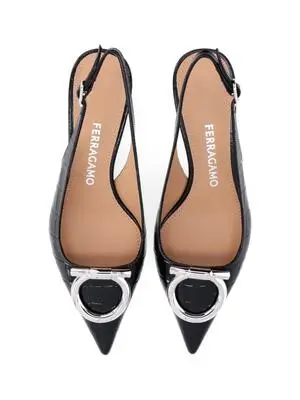 FERRAGAMO Slingback Maxi Gancini - Black