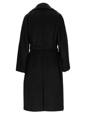 Max Mara Resina Drap Wool Long Coat Double Breast - Black