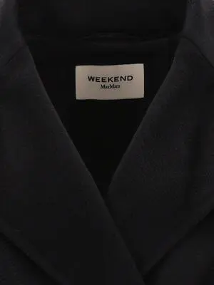 Max Mara Resina Drap Wool Long Coat Double Breast - Black
