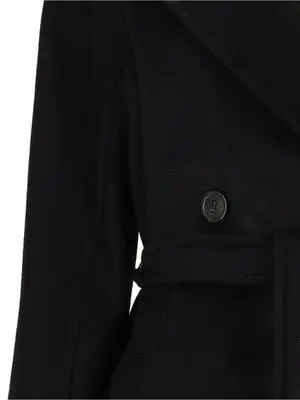 Max Mara Resina Drap Wool Long Coat Double Breast - Black
