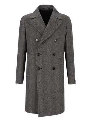 Tagliatore Double-breasted Herringbone Coat - Gray