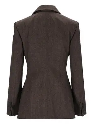 Max Mara Fitted Blazer In Denim-effect Wool - Brown