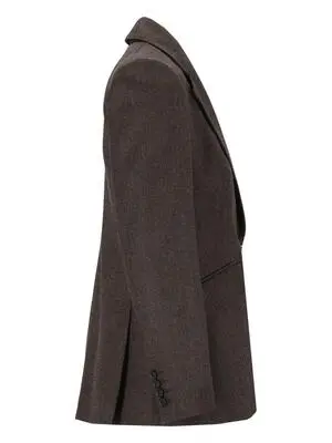 Max Mara Fitted Blazer In Denim-effect Wool - Brown