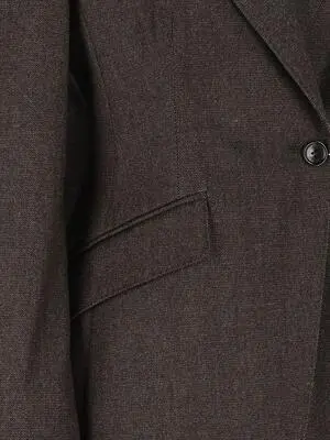 Max Mara Fitted Blazer In Denim-effect Wool - Brown