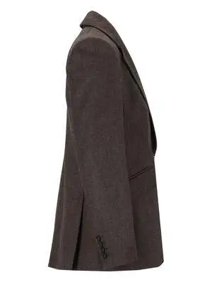 Max Mara Fitted Blazer In Denim-effect Wool - Brown