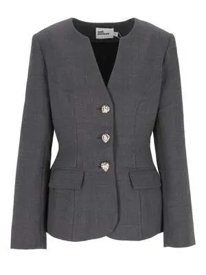 SELF-PORTRAIT Collarless Jacket - Gray