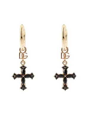 Dolce & Gabbana Orecchini Creola Con Croci E Strass