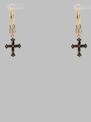 Dolce & Gabbana Orecchini Creola Con Croci E Strass