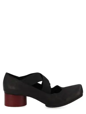 UMA WANG Ballerina In Pelle Con Tacco Medio - Black