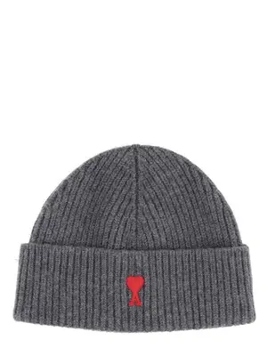AMI Paris Berretto Con Logo De Caur - Grey