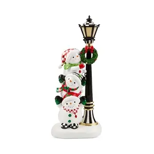 MACKENZIE-CHILDS Illuminated Snowman Lamppost Figurine - Multi