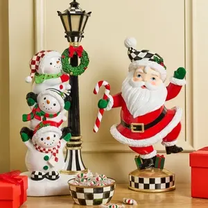 MACKENZIE-CHILDS Illuminated Snowman Lamppost Figurine
