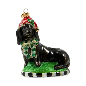 MACKENZIE-CHILDS Holiday Dachshund Dog Glass Ornament - Multi