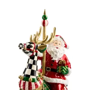 MACKENZIE-CHILDS Carousel Santa Figurine