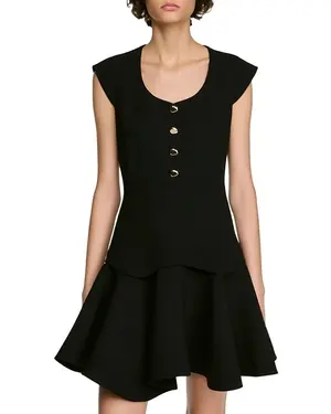 Sandro Brittany Button Front Flare Dress